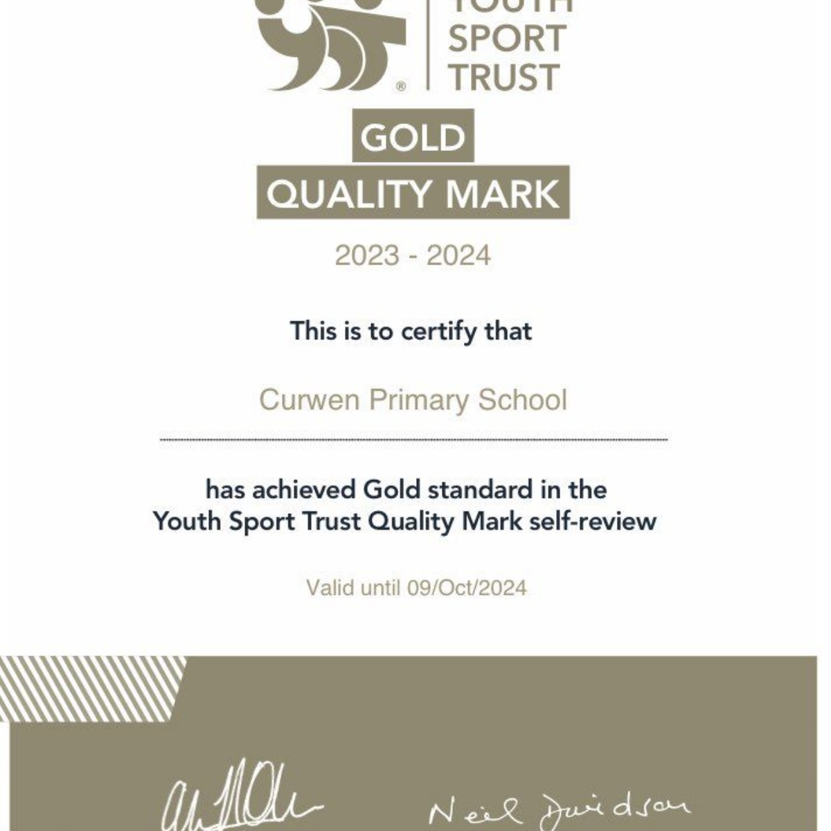 Curwen Primary School - Curwen's Gold Quality Mark!
